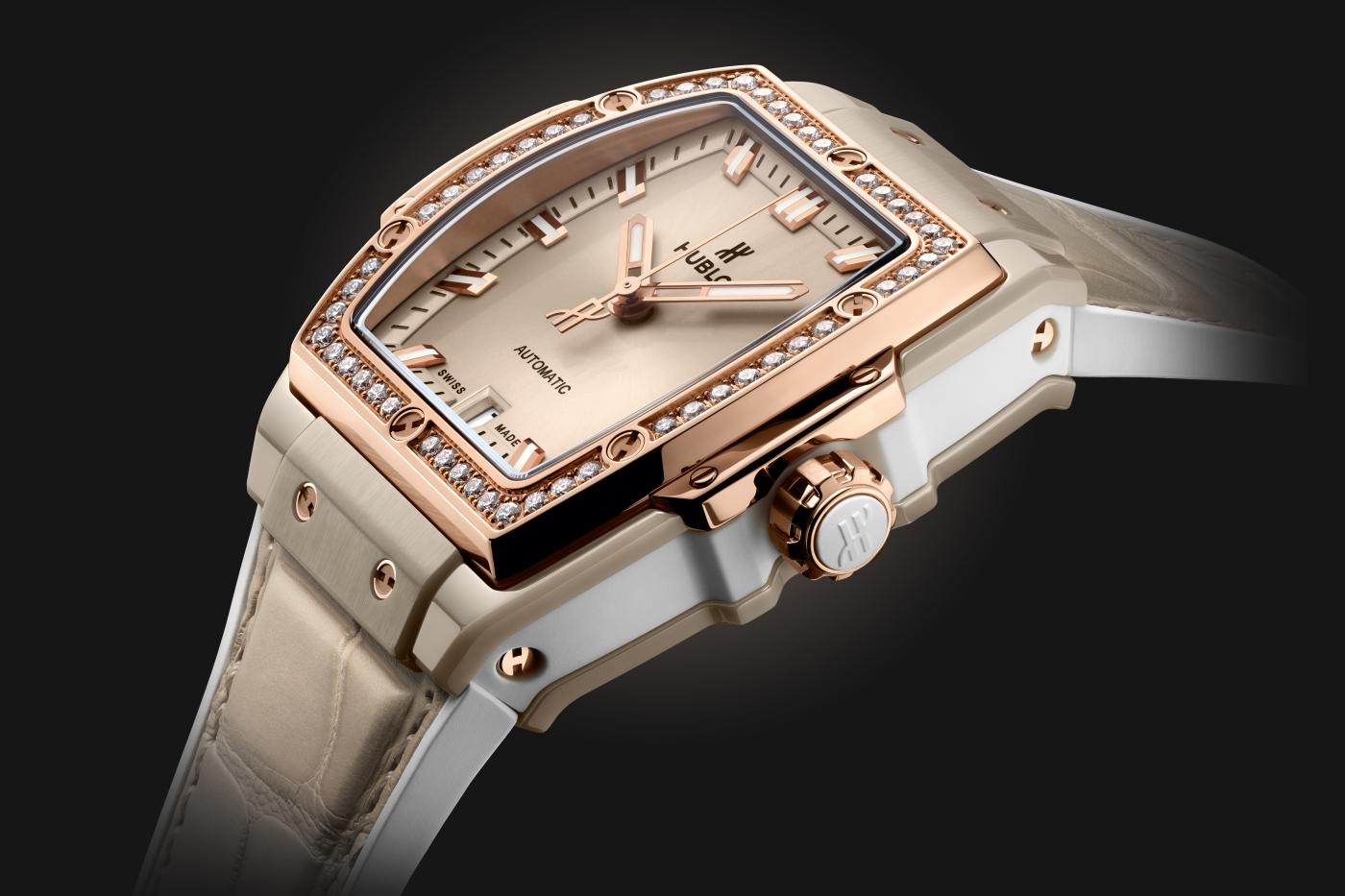 Spirit Of Big Bang Beige Ceramic King Gold Diamonds 39 mm | Hublot