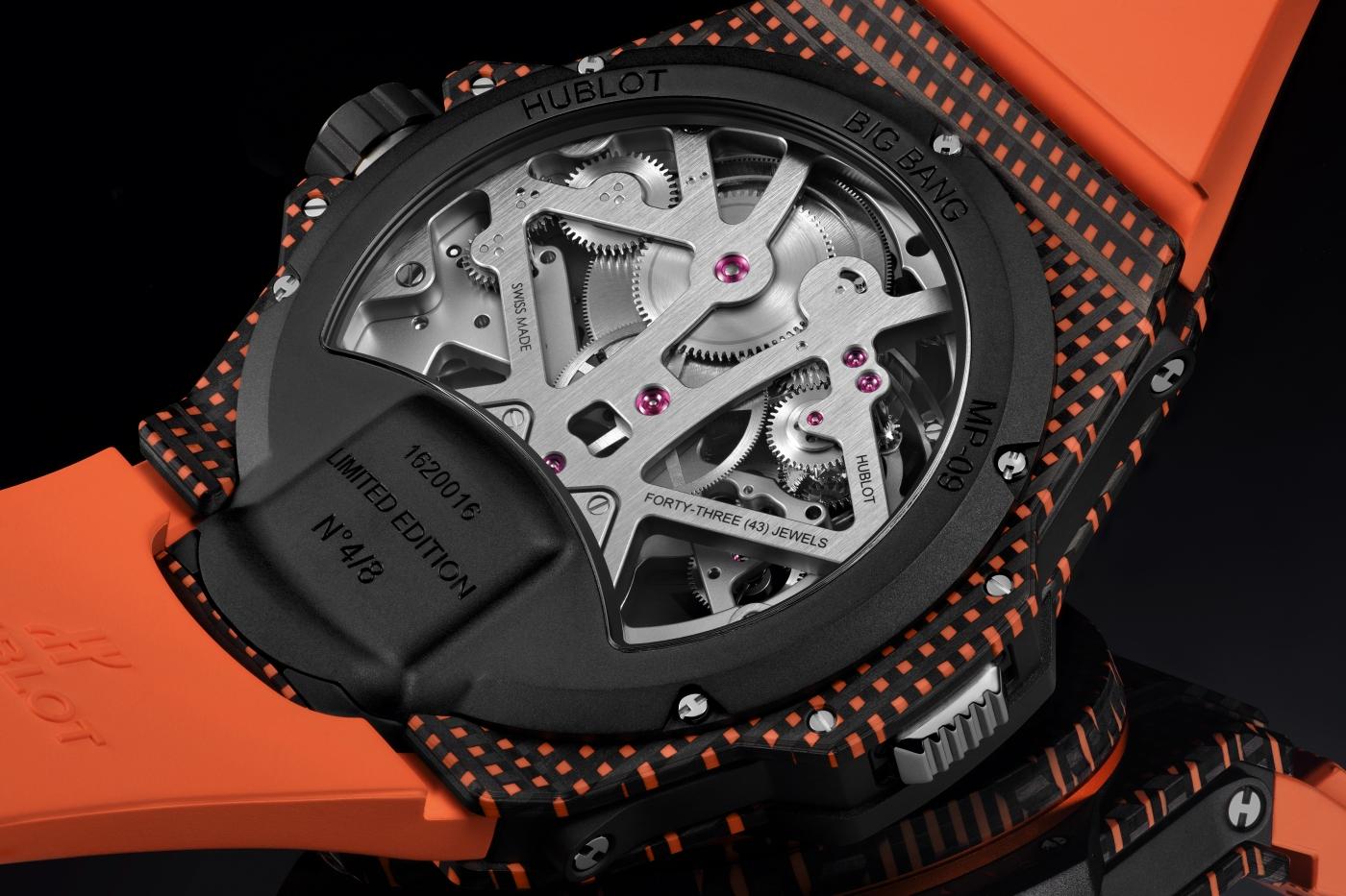 MP-09 Tourbillon Bi-Axis Orange 3D Carbon 49 mm | Hublot DE